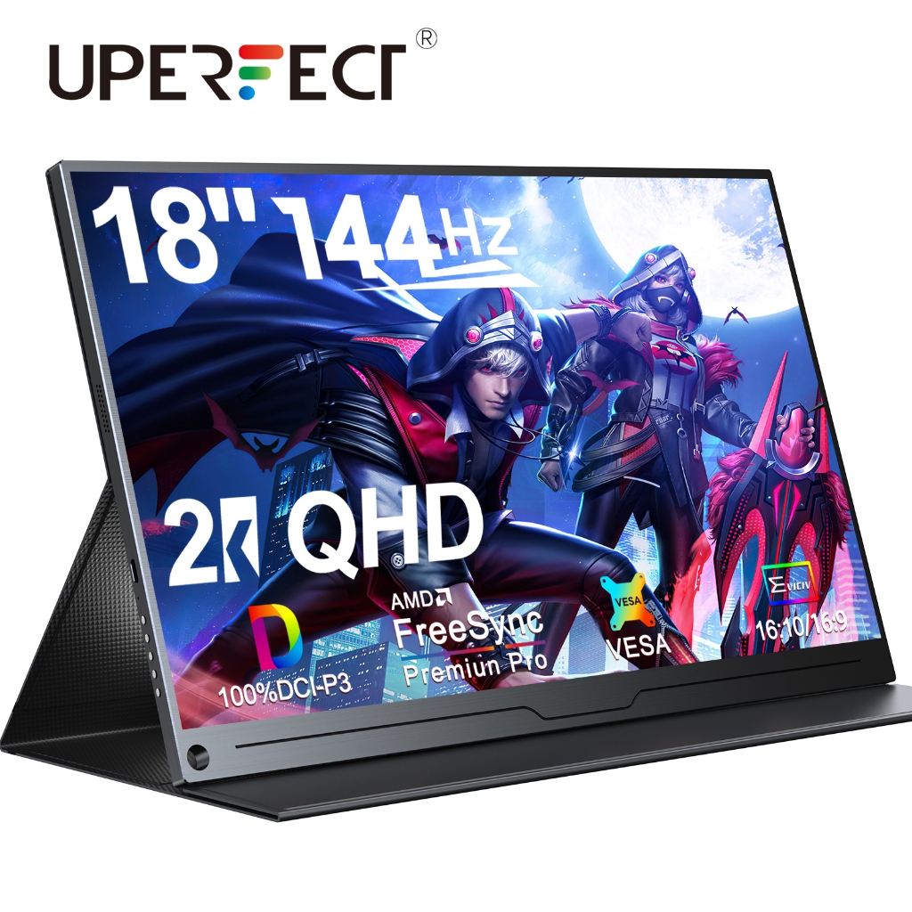 UPERFECT 18 Inch 2K 144Hz Portable Monitor AMD Freesync 100%DCI-P3 ...
