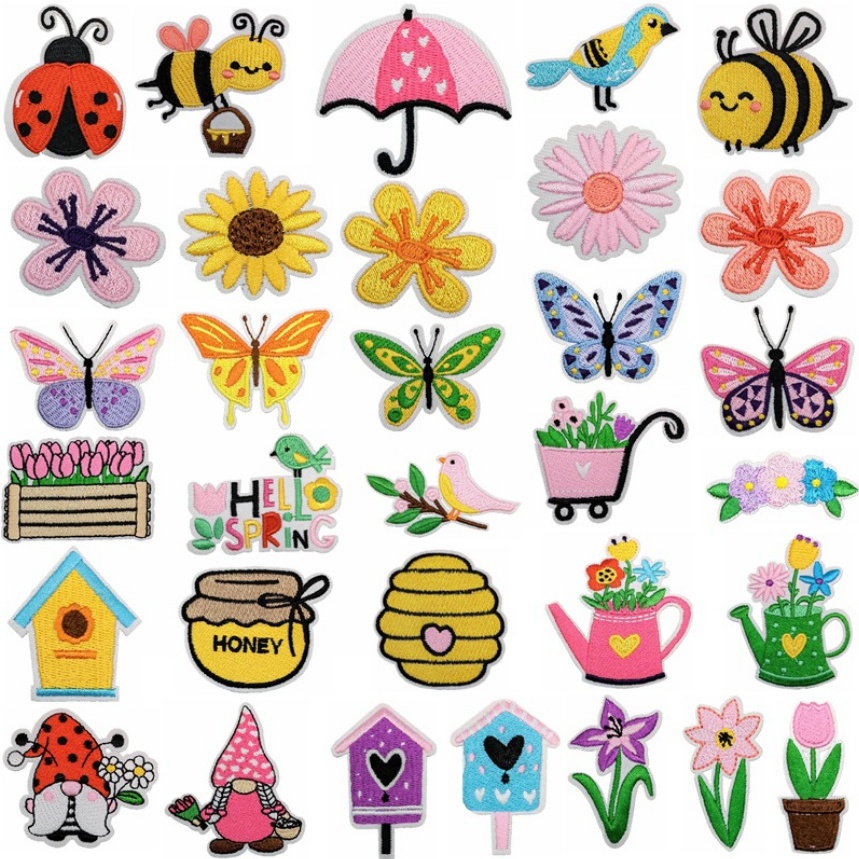 32 Styles Spring Flower Bird Butterfly Series Embroidered Cloth ...