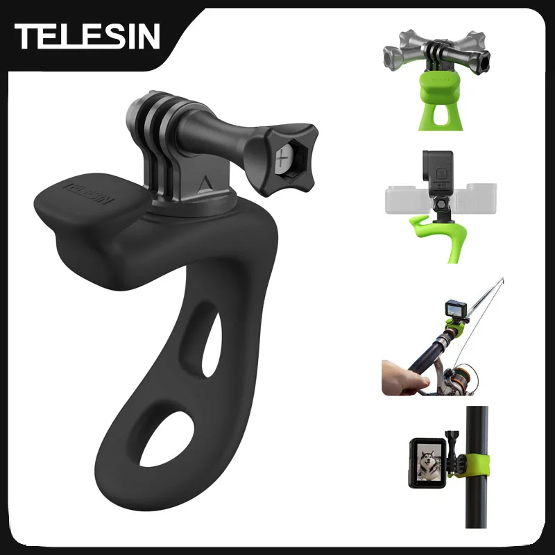 TELESIN Action Camera Adjustable Silicone Mount Mini Flexible Bracket ...