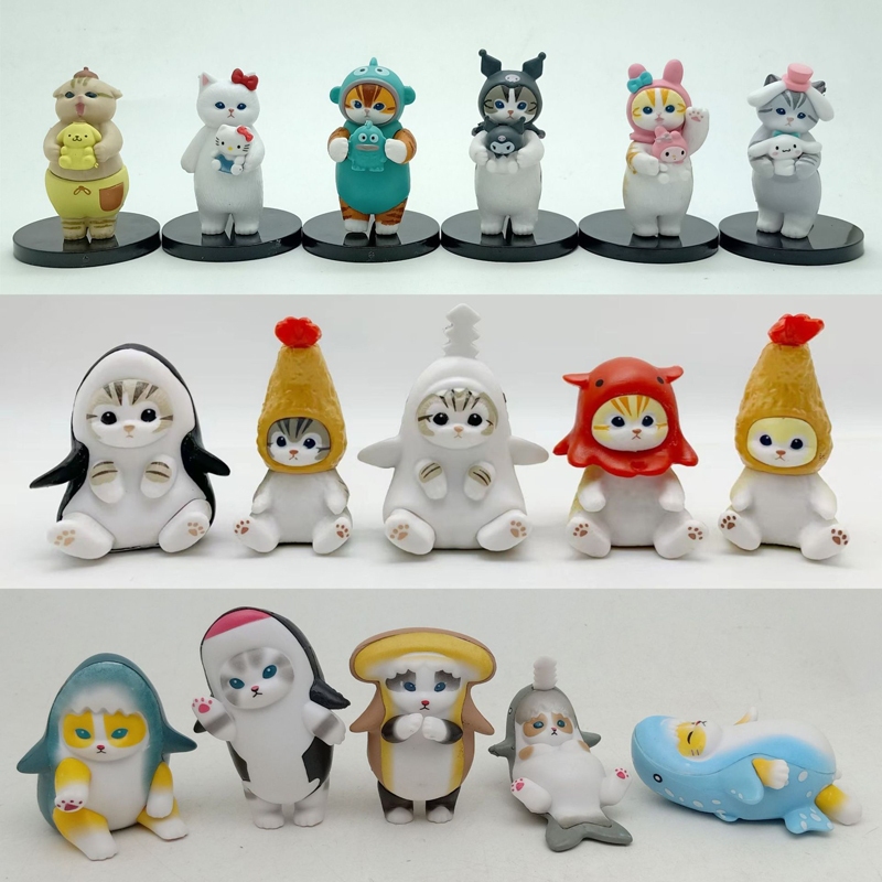5Pcs/6Pcs/Set Anime Cartoon Mofusand Sanrio Shark Cat My Melody Kuromi ...
