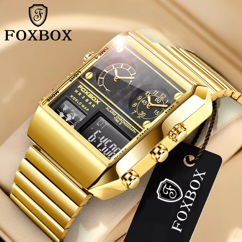 FOXBOX New Creative Square Watch Men Top Brand Luxury Digital Watch ...