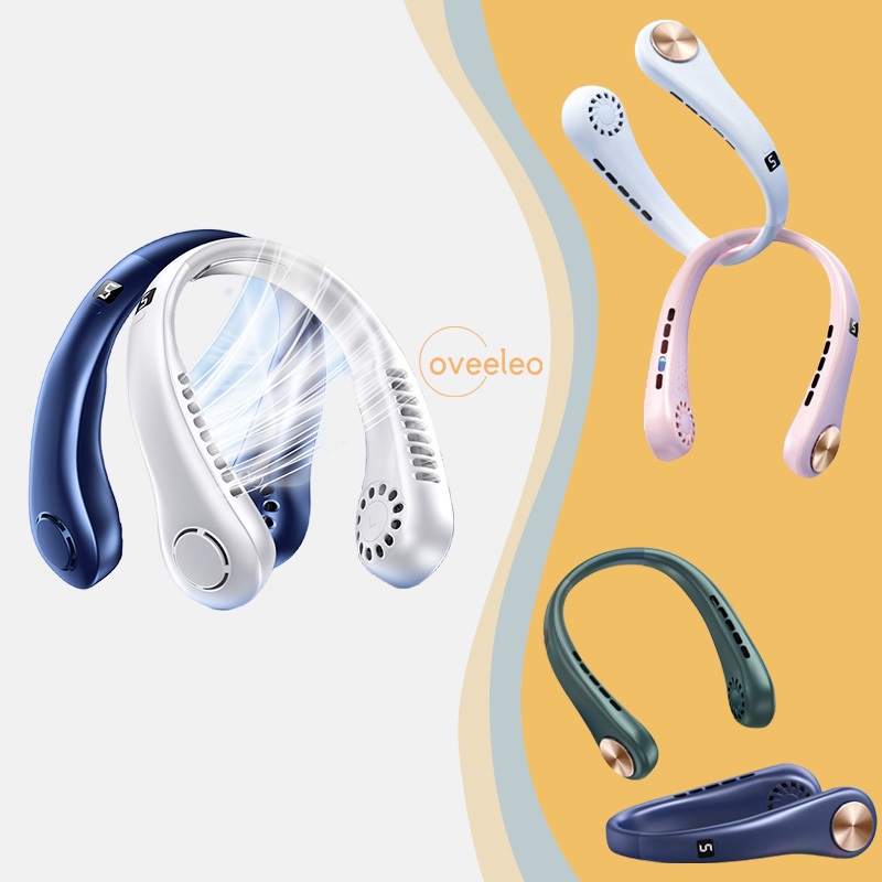 Leafless Portable Fan USB Rechargeable Neck Fan Outdoor Hanging Neck ...