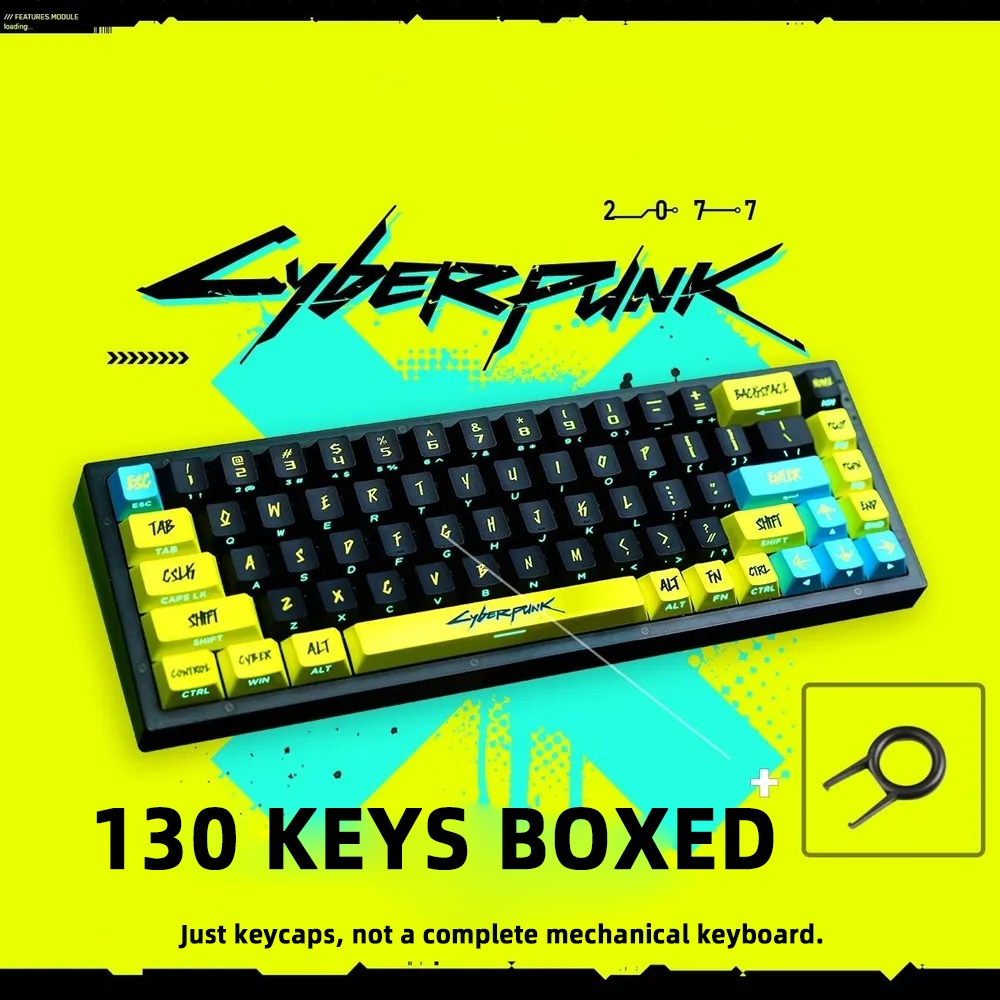 130 Keys Cyberpunk Keycaps Side Shine Through PBT Dye-sub Cherry ...