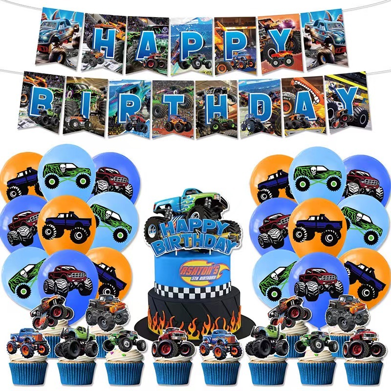 Blaze Monster Balloons Machines Race Fire Car Latex Ballons Happy ...
