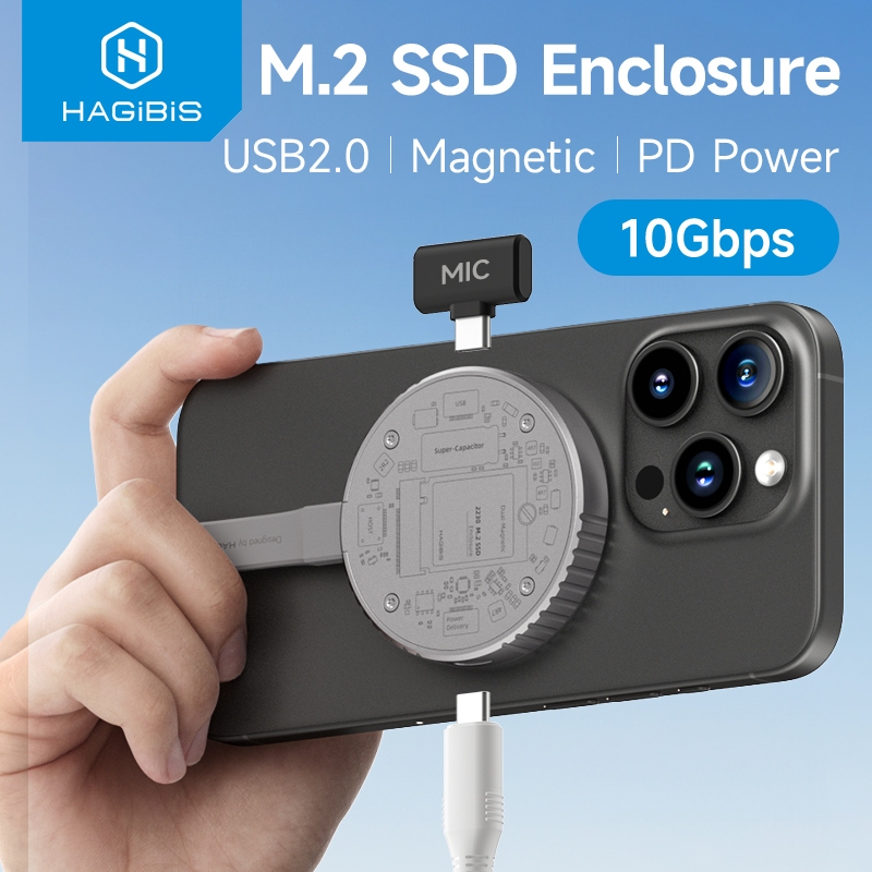 Hagibis Magnetic M.2 2230 NVMe SSD Enclosure with Magsafe for iPhone 16 ...