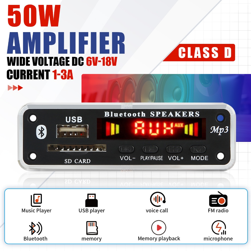 2*20W 40W Amplifier 7-18V Stereo MP3 Decoder Board 12V MP3 Player ...
