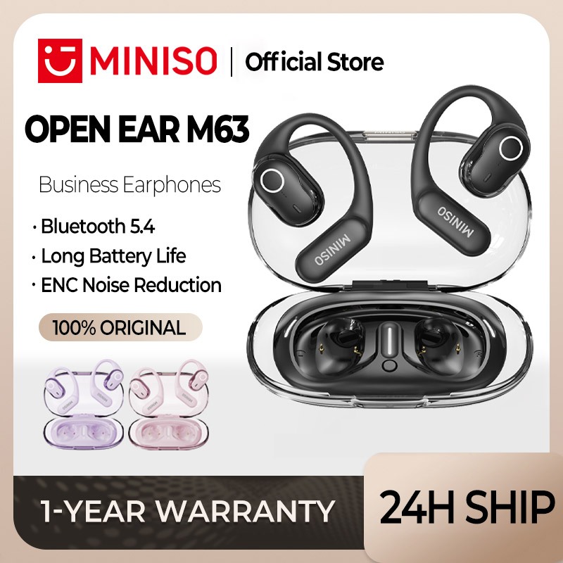 MINISO M63 OWS Wireless Earphone Bluetooth 5.4 TWS 3D Stereo Headset ...