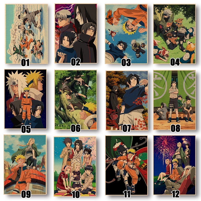 Naruto Posters Famous Japanese Anime Posters Retro Kraft Paper Poster ...