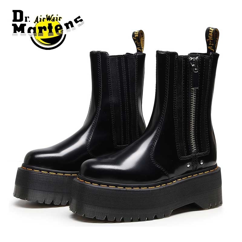 Dr. Martens 2976 MAX LEATHER PLATFORM CHELSEA BOOTS Rubber Sole Wear ...