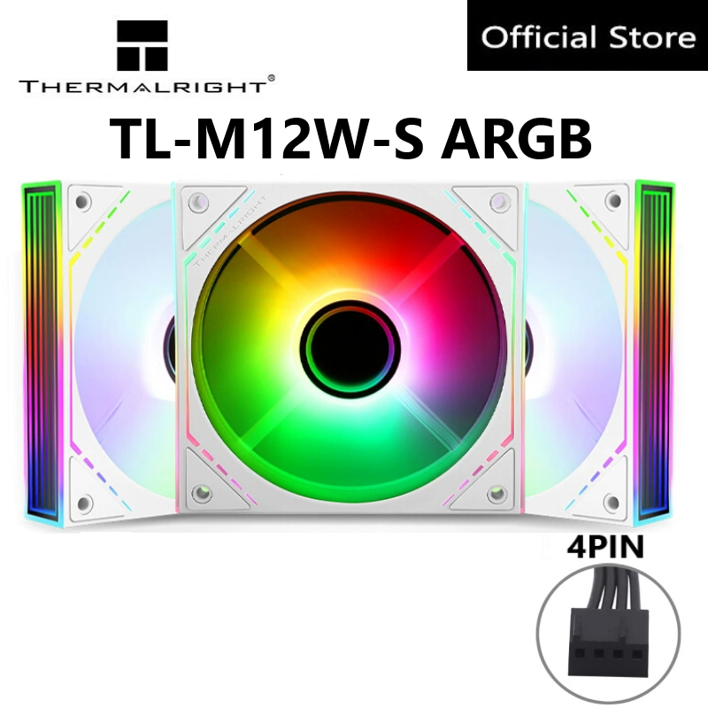 Thermalright TL-M12W-S ARGB Case Fan 120mm CPU Cooler Fan Comes with ARGB Mirror Light Effect PC ...