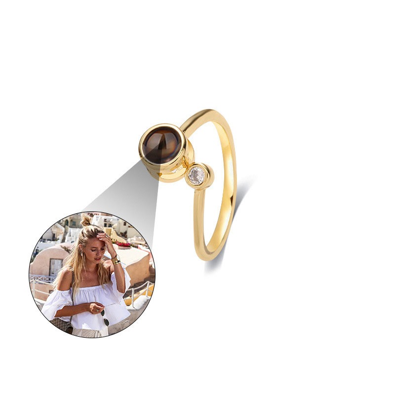 [Sincerer] Photo Projection Ring A Zircon Pendant Memory Ring ...