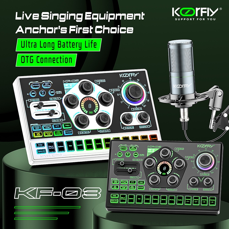 KoorFly KF03 Sound Card 48V Mixer Condenser Mic Kit Eliminate Raw Songs ...