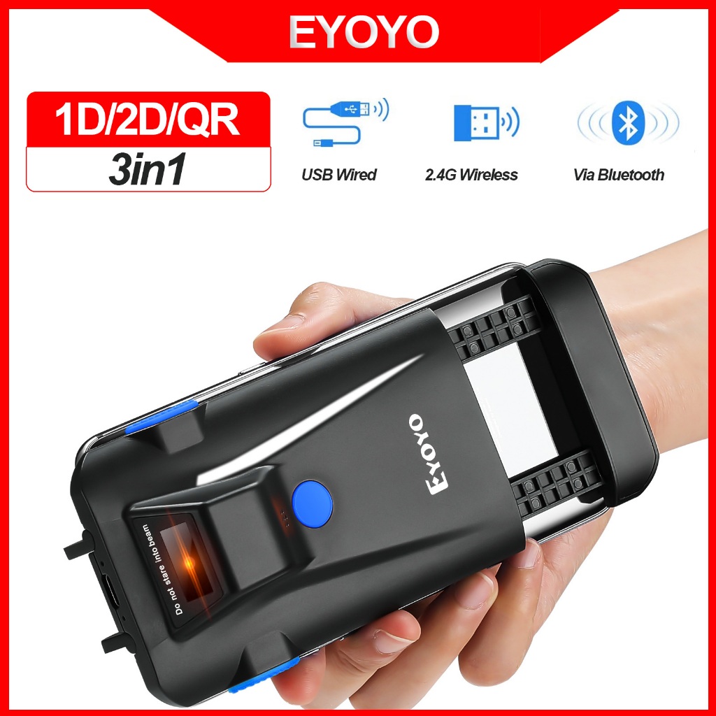 EYOYO 1D 2D Barcode Scanner,Phone Back Clip On Scanner,Portable,3-In-1 ...