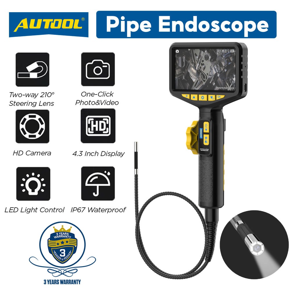 AUTOOL 4.3-Inch HD Display Articulating Video Borescope Industrial ...