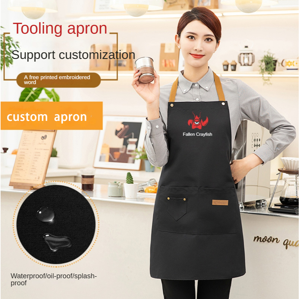 Ready Stock Unisex Halter Apron Waterproof Canvas Apron Restaurant Chef ...