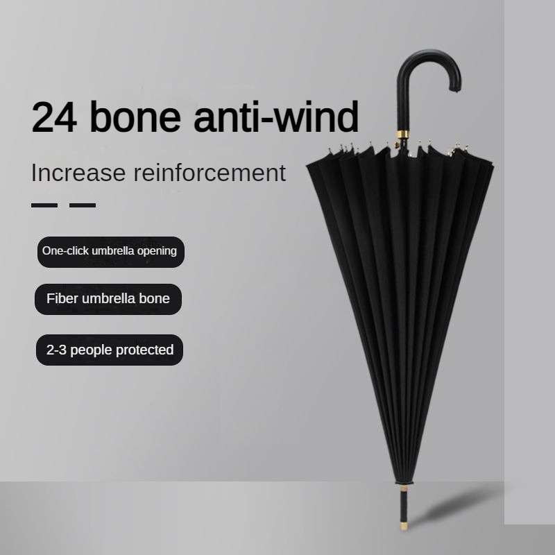 【SG Local】24 Ribs Automatic Large Long Umbrella Curved Handle UV ...