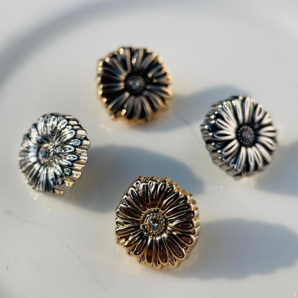 Flower rhinestone metal decorative shank buttons 12mm 5/10pcs | Shopee ...