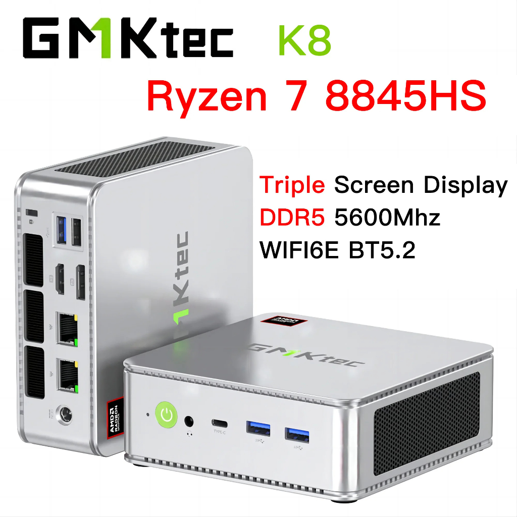 GMKtec Mini PC K8 AMD Ryzen 7 8845HS DDR5 5600Mhz PCIe4 USB4.0 Triple Display Dual Lan 2.5G ...