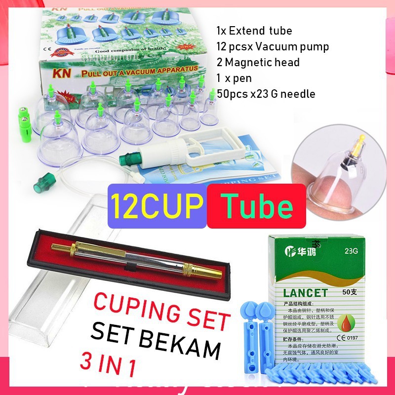 Cupping Therapy Full Set Set Bekam Lengkap + Pen Bekam + 50pcs 23G ...
