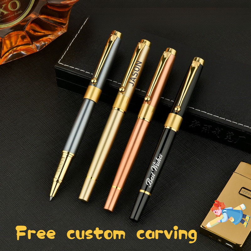 Free Customized Metal Signature Pen Black Ballpoint Pen Gel Pen ...