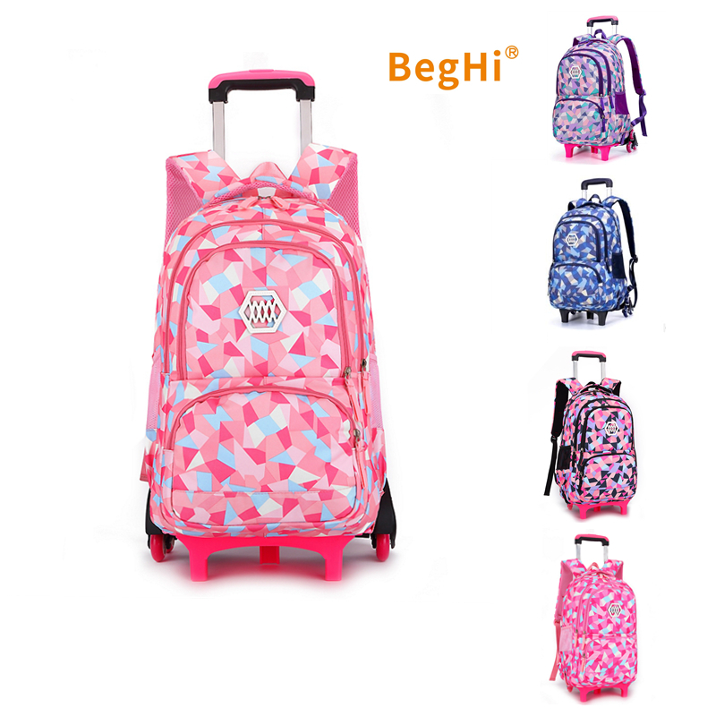 Trolley School Bag 2 or 6 Wheel Roller Primary Secondary School Kids ...