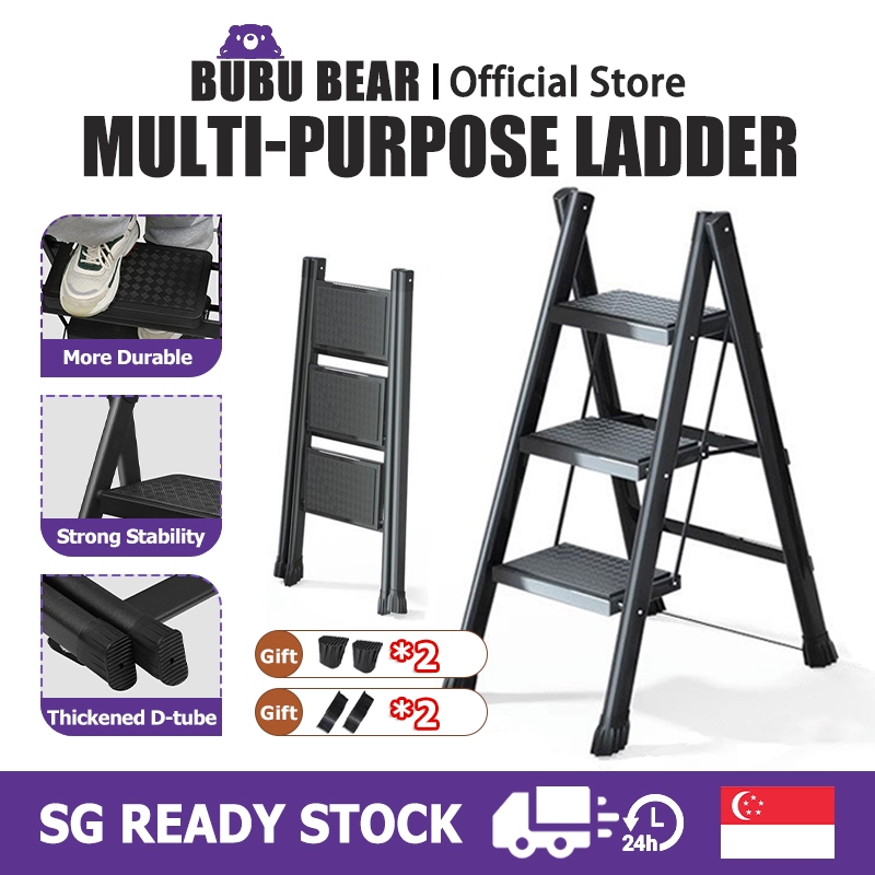 [🇸🇬 SELLER] Multi Purpose Ladder 2/3/4/5 Steps Black Foldable Step ...