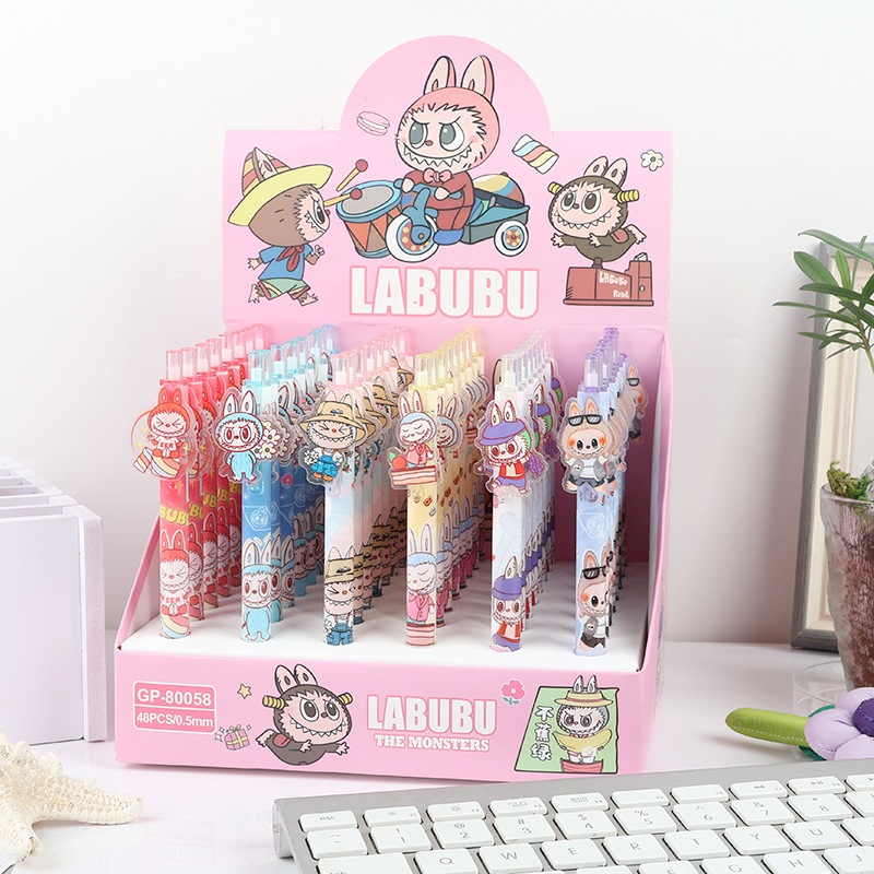 ☆6Pcs/Set☆labubu Patch Ballpoint Pen Gel Pen Black Pen Cute Pen ...