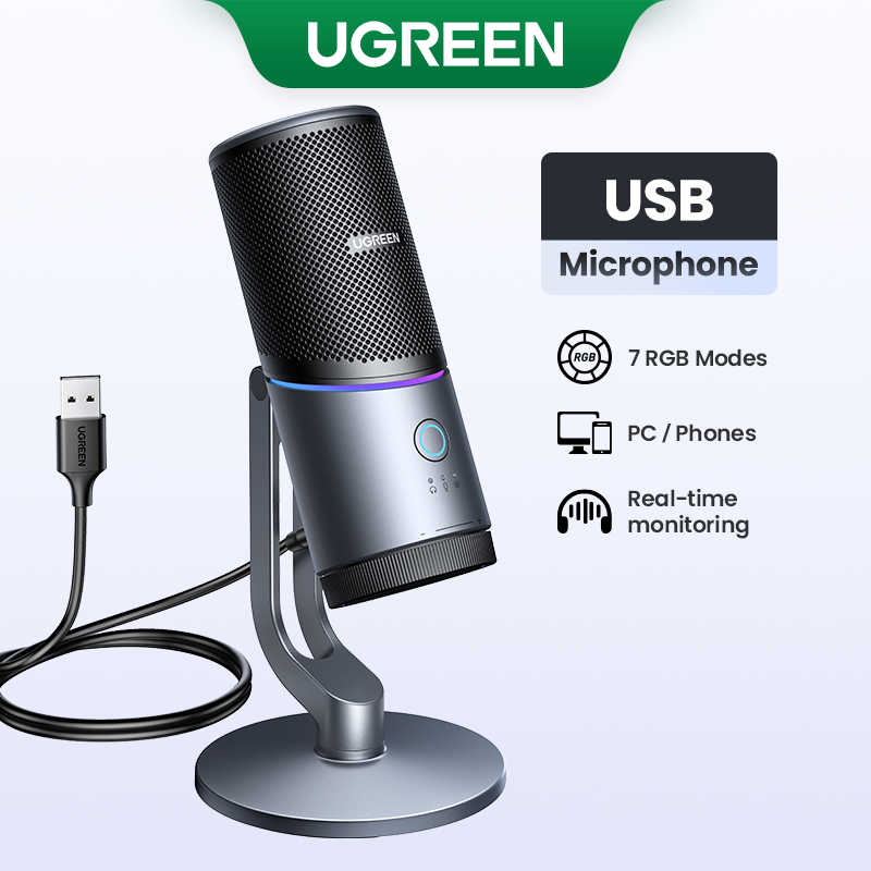 UGREEN USB Microphone 7 Modes RGB Lights 180° Vertical adjustment Real ...