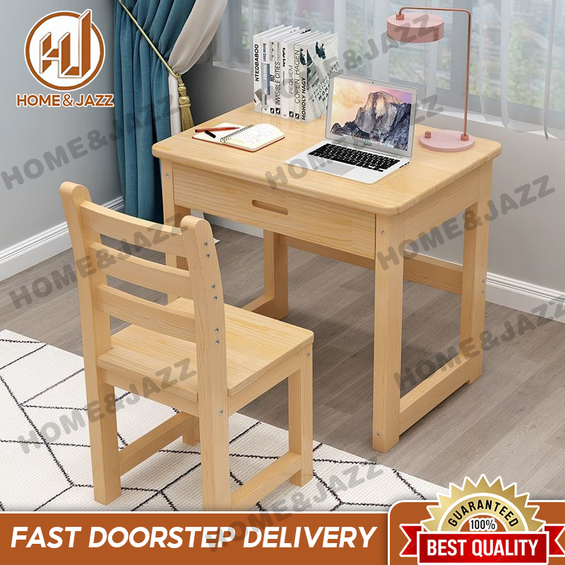 JAZZ All Solid Wood Desk Home Learning Writing Desk Bedroom Simple Desk ...