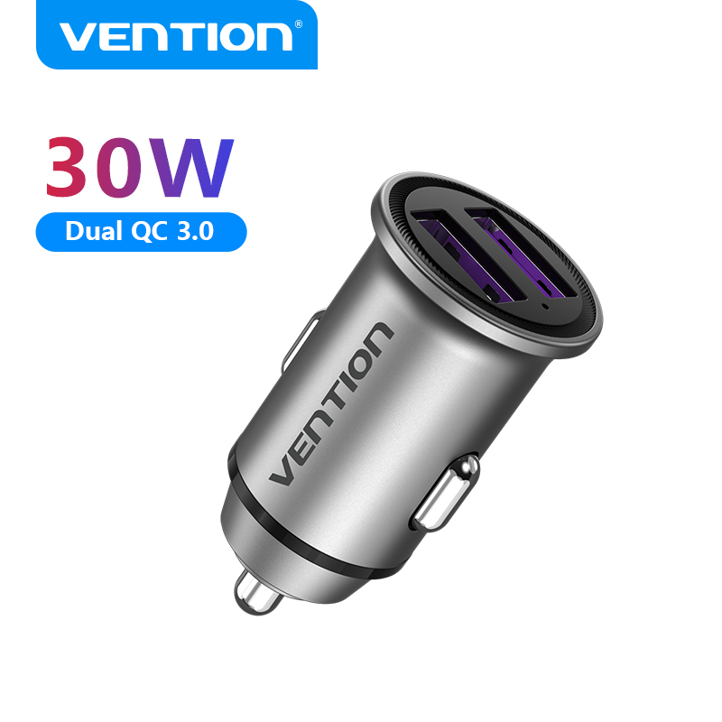 Vention Car Charger 30W Dual USB Charger Quick 3.0 Fast Charge for ...