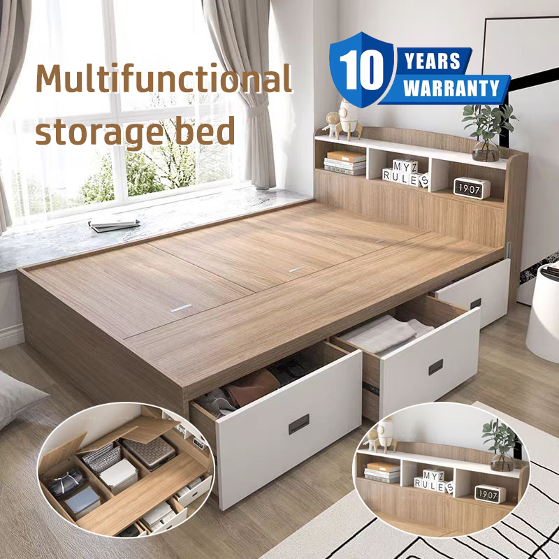 TTKK Bed Frame Tatami Simple Multi-functional Storage Bed Small ...