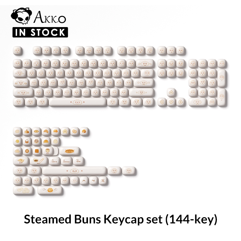Akko Steamed Buns Keycap set(144-key), new design MOG profile, PBT dye ...