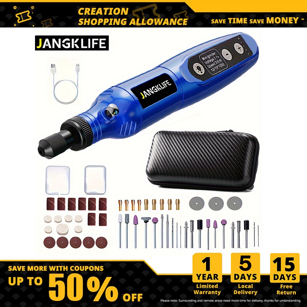JANGKLIFE 3.7V DC Grinder Tool Mini dremel drill Electric Grinding Set for Milling Polishing ...