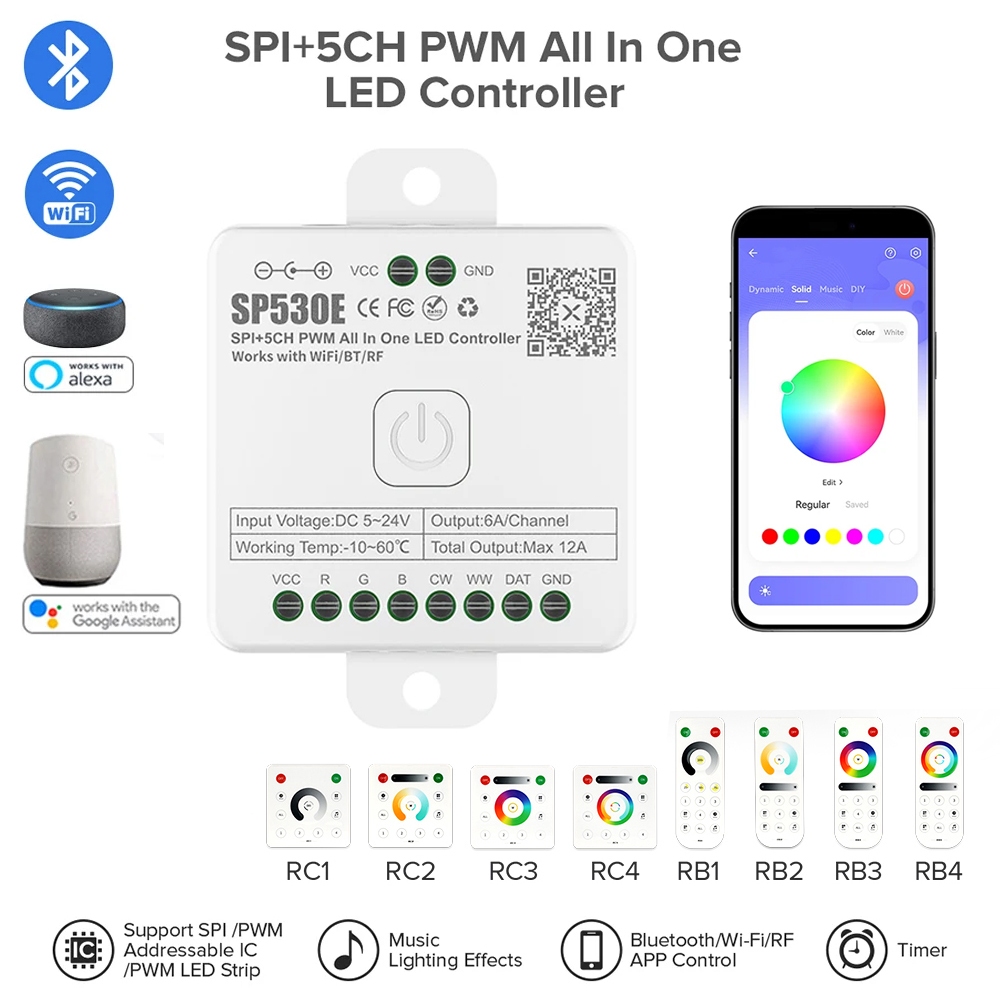 BTF-LIGHTING WiFi&Bluetooth Universal type Smart LED Controller SP530E ...