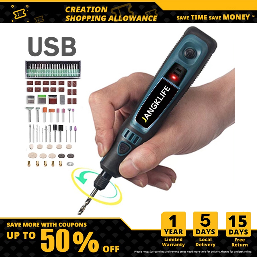 Mini Electric Drill Grinder Set 4V Cordless Rotary Tool Kit 15000rpm ...