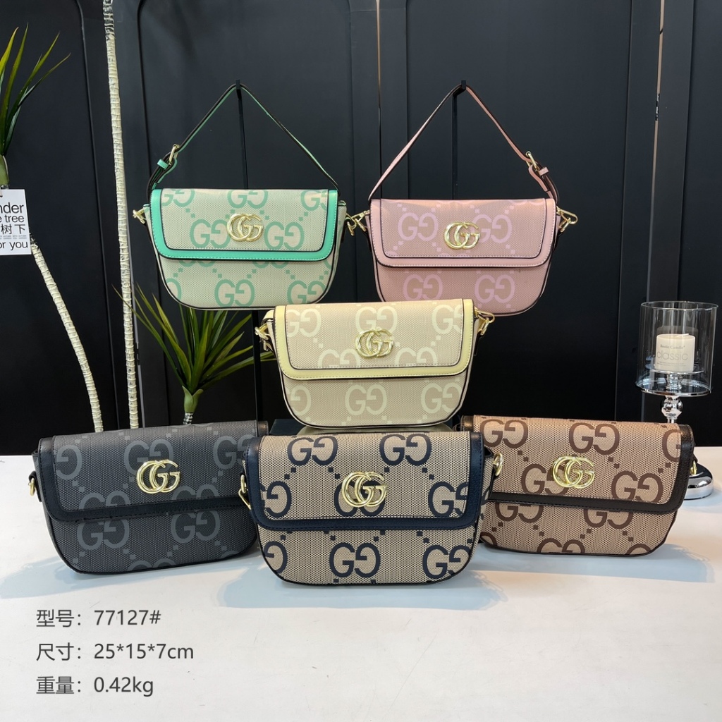 GU_Monogram crossbody bag Metal clamshell saddle bag | Shopee Singapore