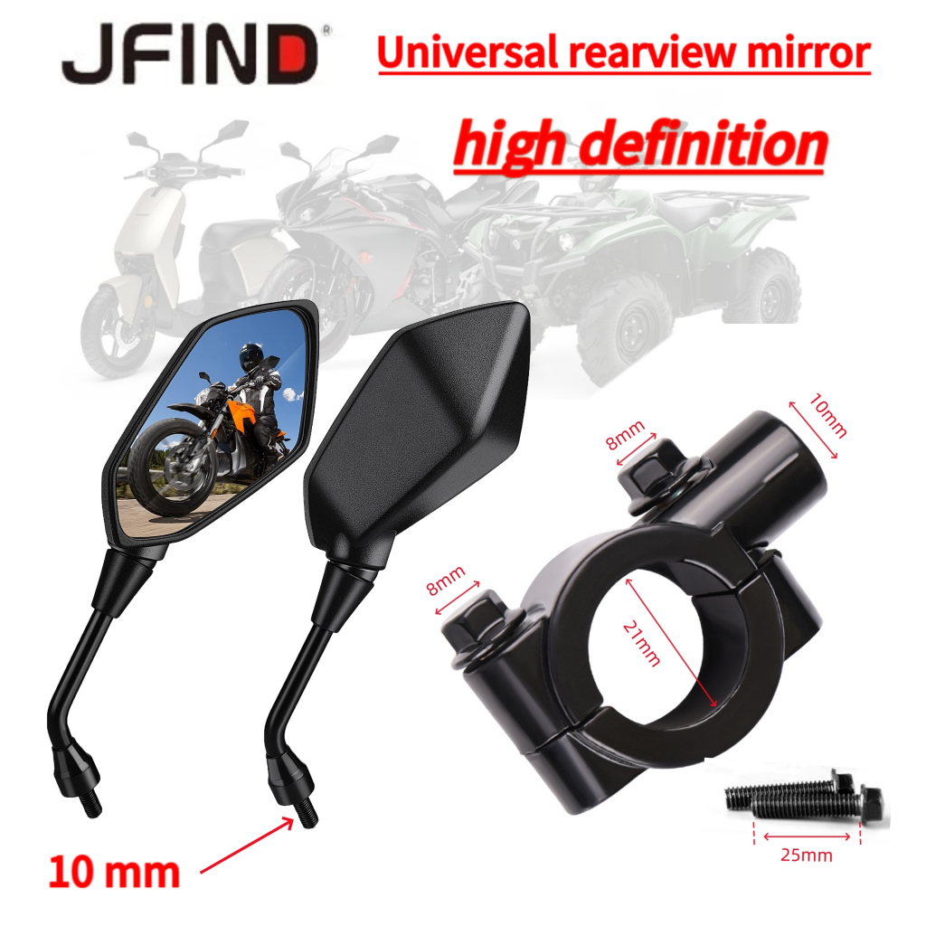 Motorcycle Side View Mirror 10mm Adjustable High-definition Convex ...