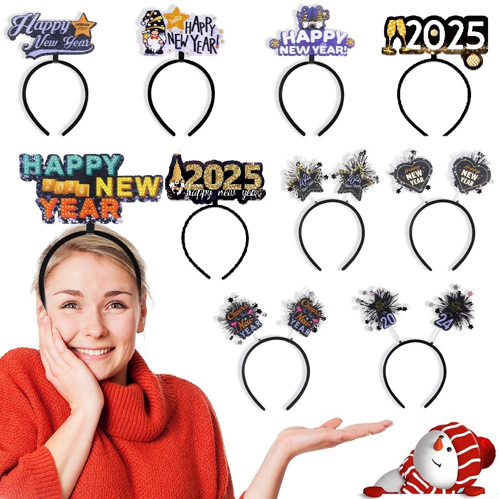 2025 New Year Headband Props Christmas New Year Theme Party Decorations ...