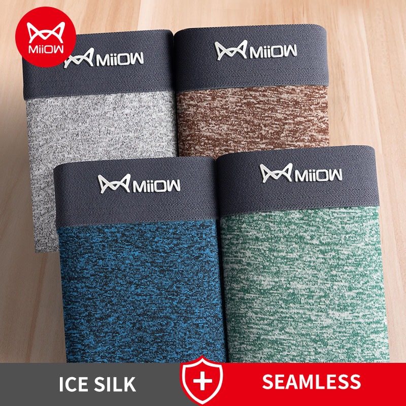 MiiOW 4Pcs Nylon Antibacterial Men's Panties Boxers Shorts Underpants ...