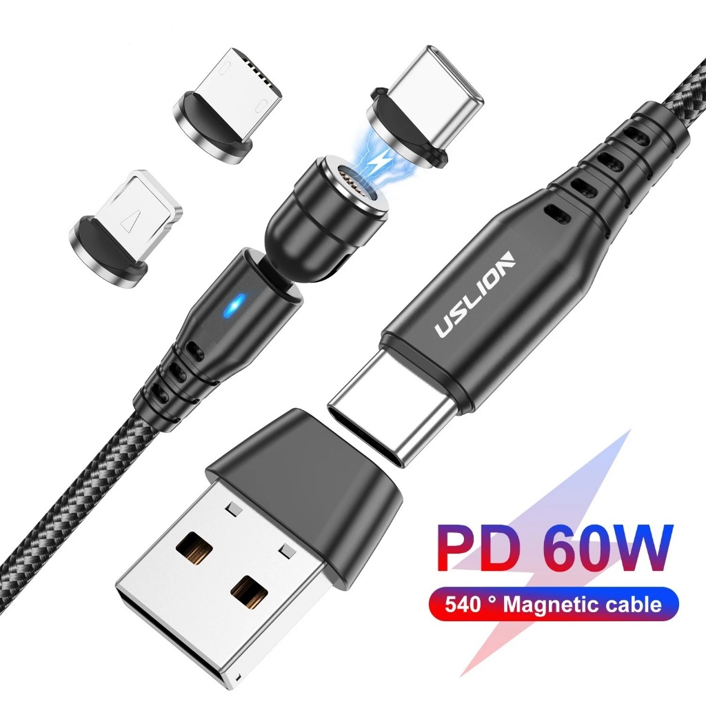 PD 60W Fast Charging Magnetic Cable 2 in 1 USB C to Type C Micro Data ...