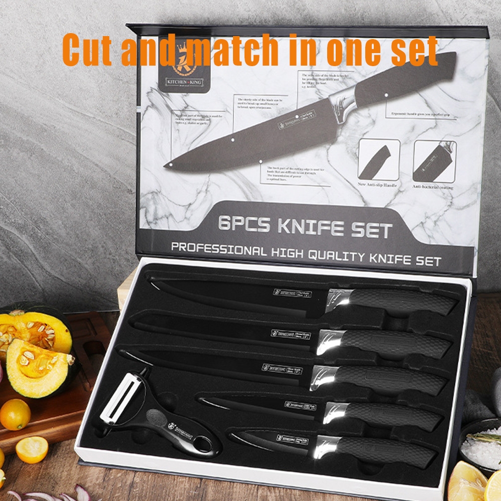 SG Kitchen Knife Set Black Blade Household Kitchen Knife Fruit Knife ...