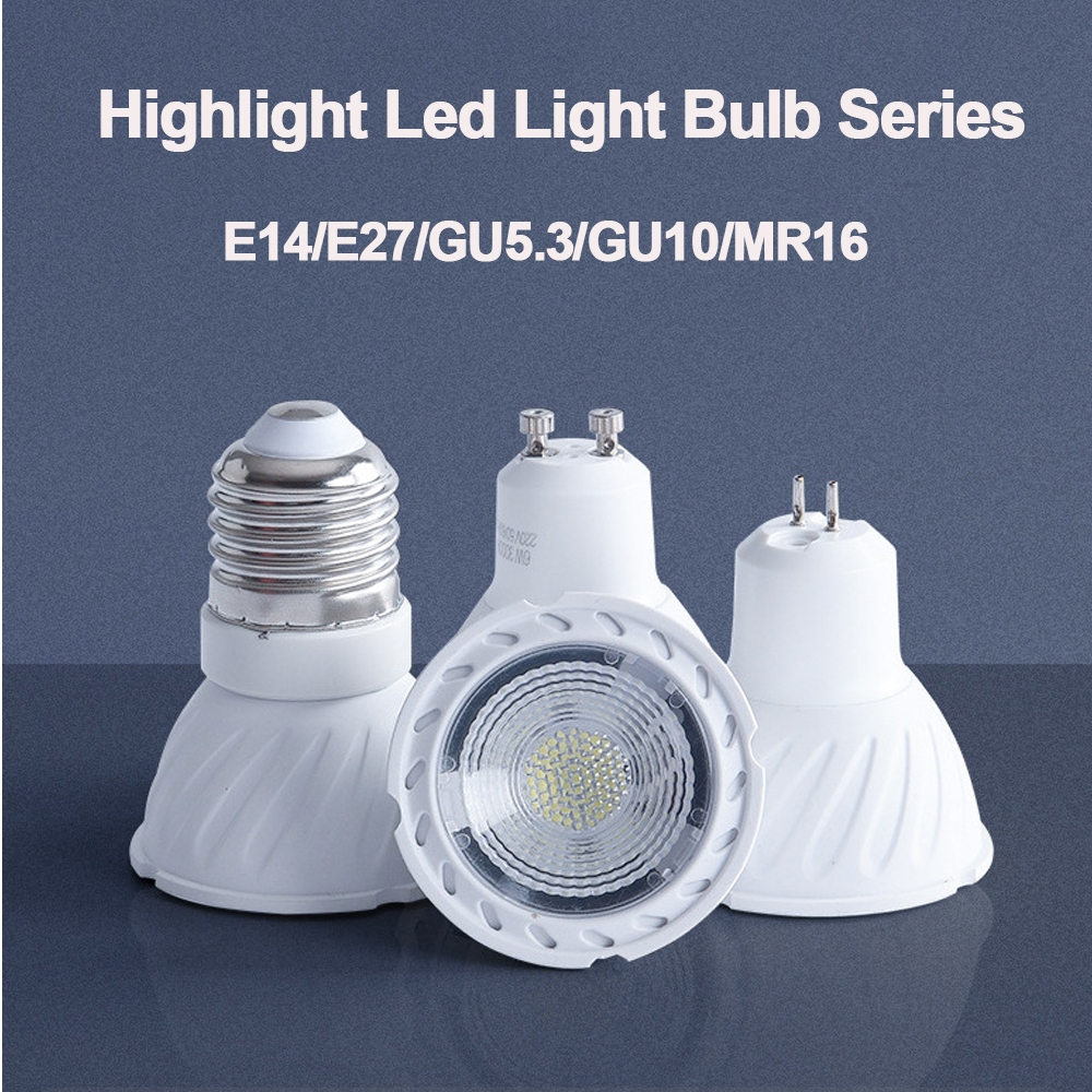 Super Bright LED Spotlight E27 E14 GU10 MR16 GU5.3 6W LED Bulb 220V 12V 24V for Home Lighting ...