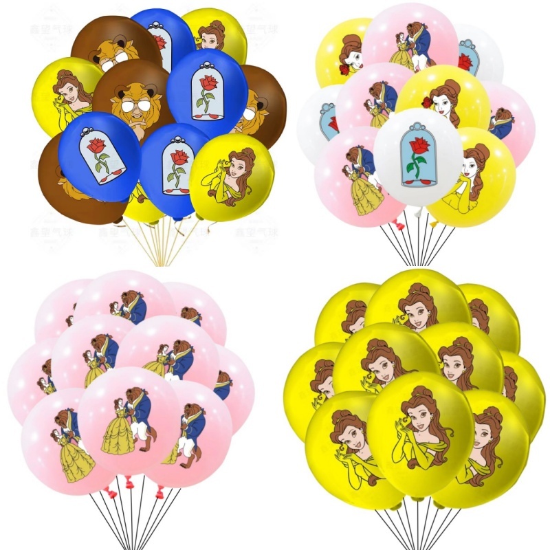 10Pcs Beauty and the Beast Balloon 12inch Princess Latex Balloon Baby ...