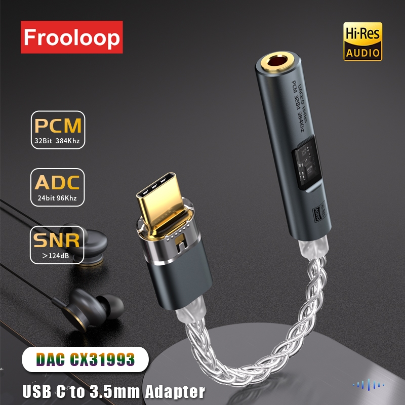 USB Type C to 3.5 mm Jack Adapter Headphone Amp HiFi DAC Type-C Audio ...