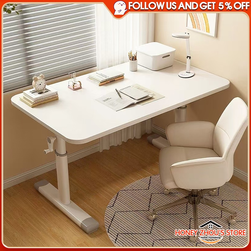 Height Adjustable Study Table Computer Desk Bedroom Laptop Table Side ...