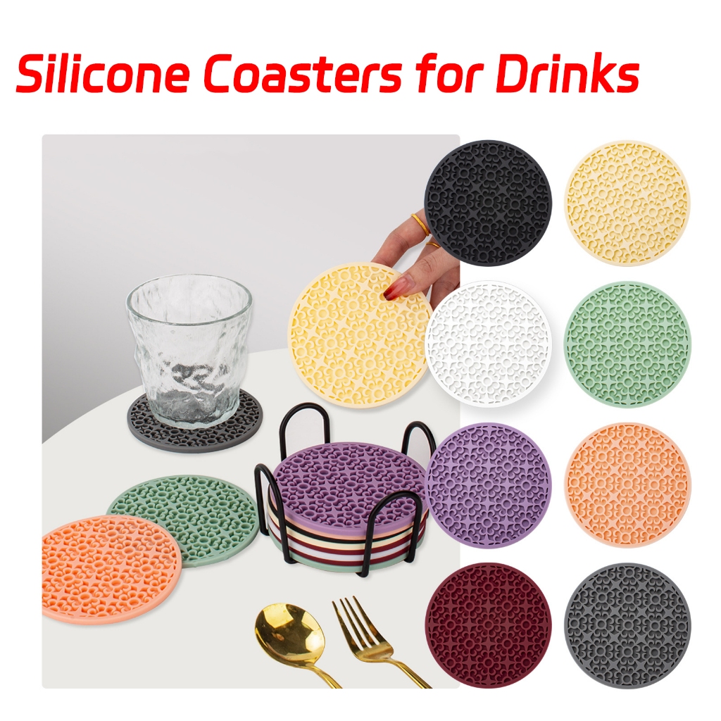 Silicone Coasters for Drink, Cup Mat Set for Hot and Cold Drink and for ...