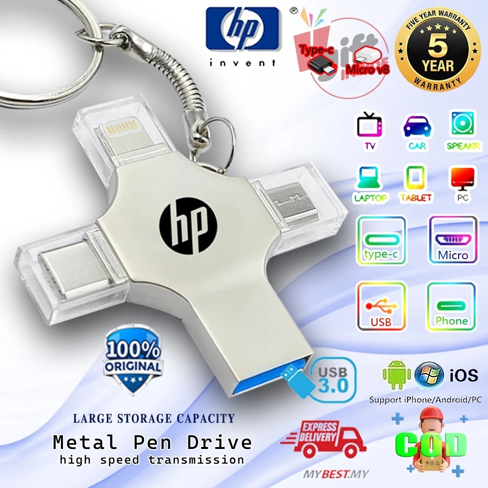 𝗥𝗔𝗦𝗠𝗜 4in1 𝑯𝑷 2TB pendrive type c otg 4-in-1 usb 3.1 Flash thumb Drive ...