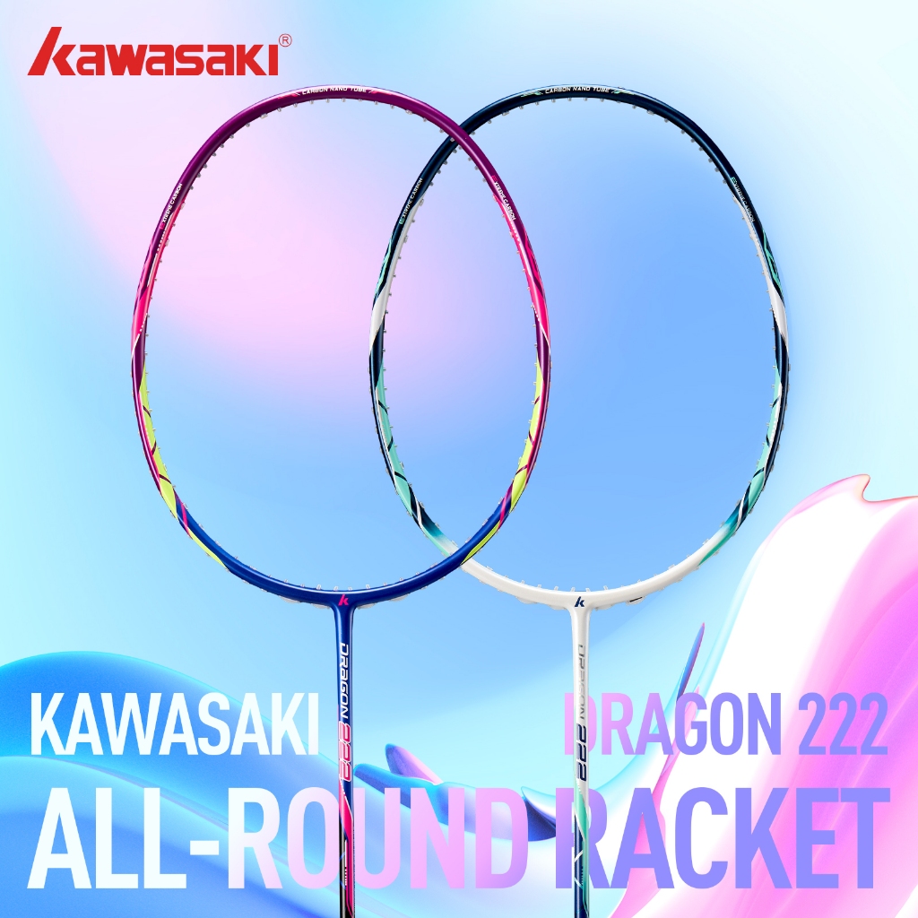 Kawasaki Badminton Racket DRAGON 222 5U 18-30LBS 100% CARBON FIBER For ...