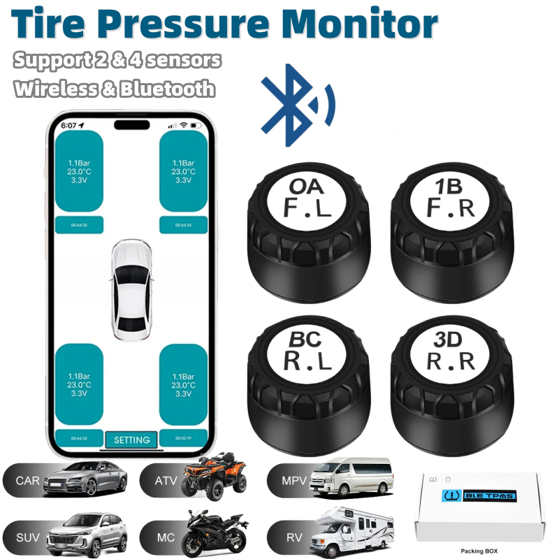 TPMS Tire Pressure Sensors for Motorcycle Car Truck Bluetooth ...