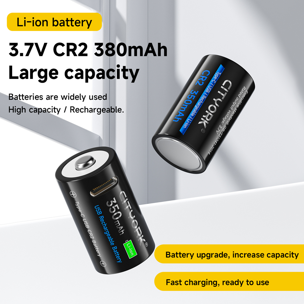 CITYORK CR2 Photo Lithium 3.7V 350mAh Battery USB Rechargeable battery ...